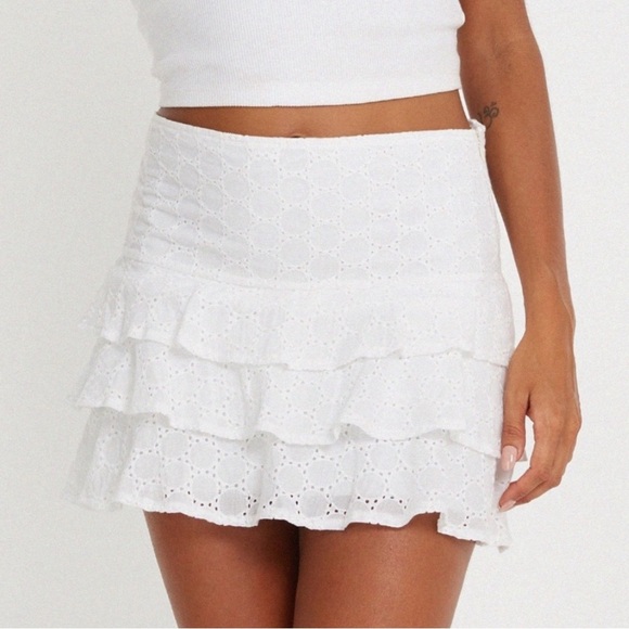 Motel Rocks | Skirts | Motel Rocks Camigo Ruffle Mini Skirt In White ...